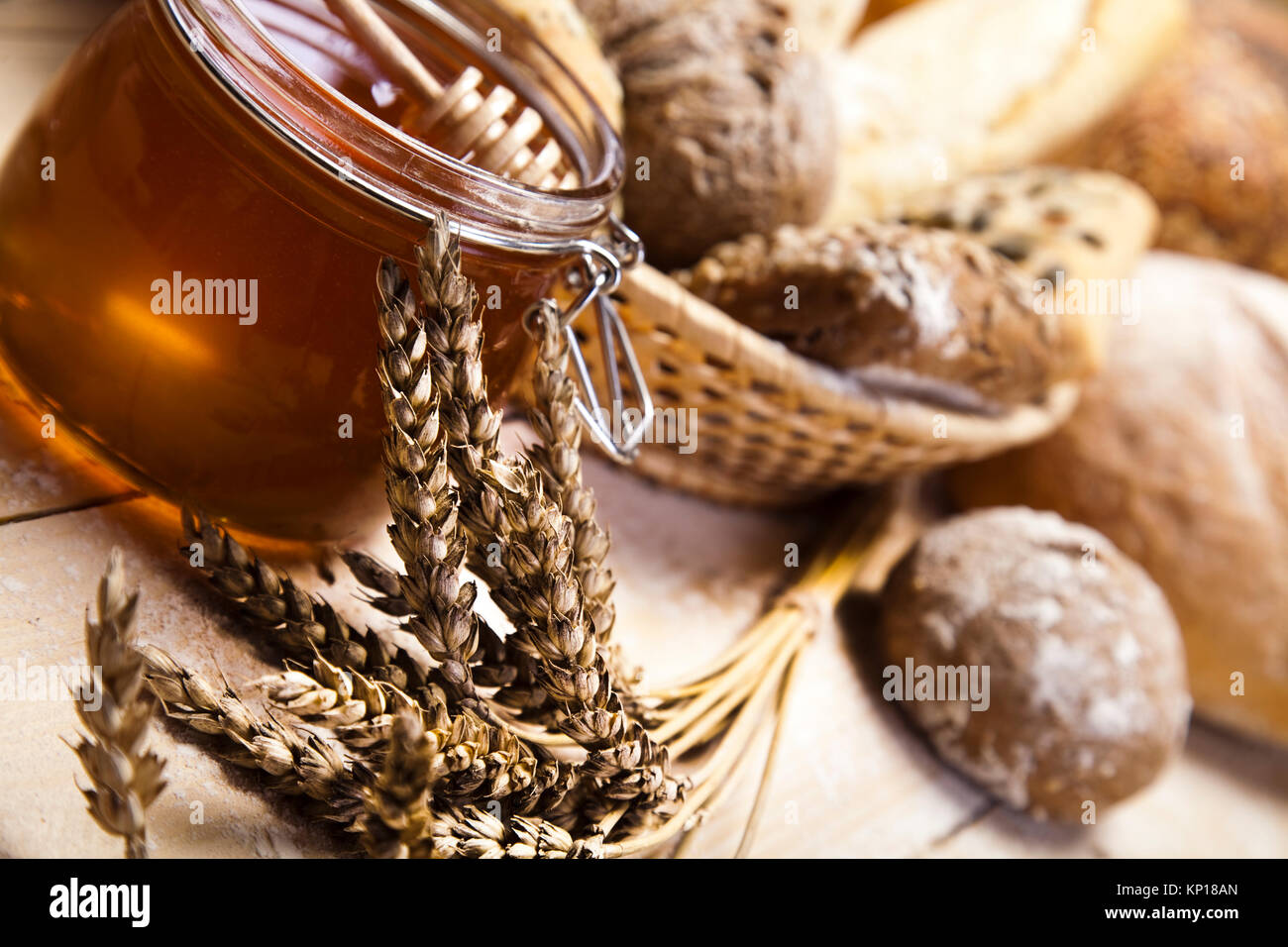 Traditional rural food with bread Stock Photo - Alamy