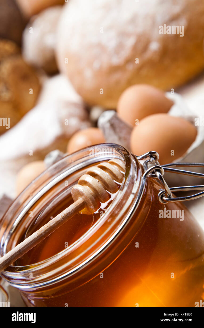Traditional rural food with bread Stock Photo - Alamy