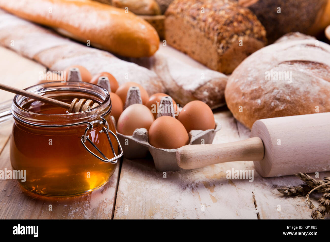 Traditional rural food with bread Stock Photo - Alamy