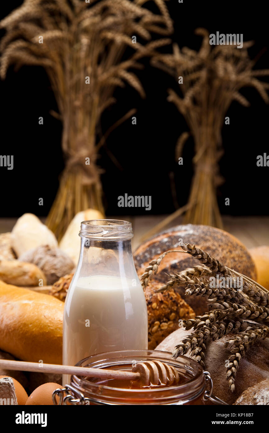 Traditional rural food with bread Stock Photo - Alamy