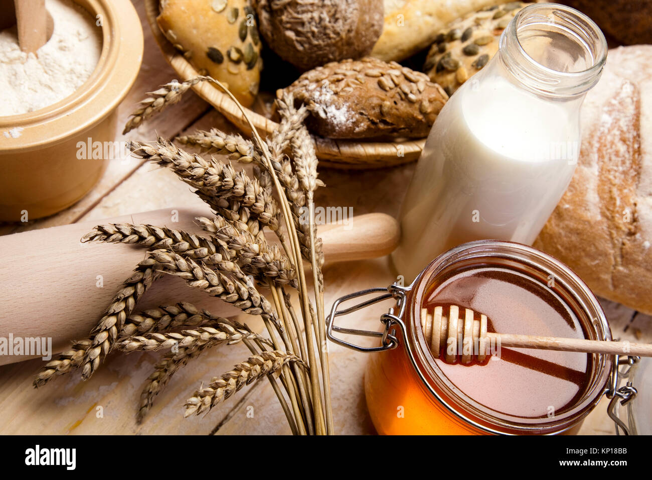 Traditional rural food with bread Stock Photo - Alamy