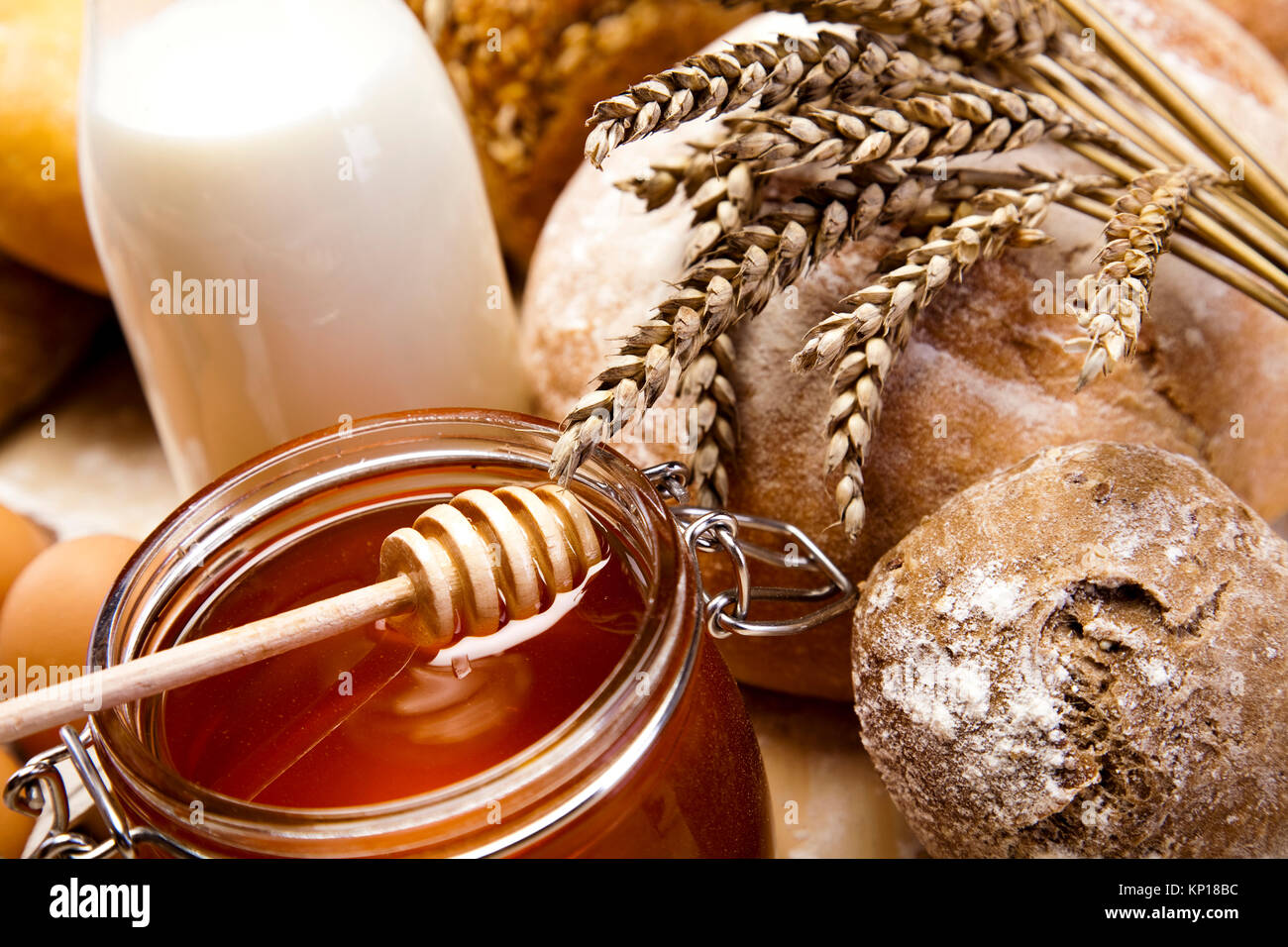 Traditional rural food with bread Stock Photo - Alamy