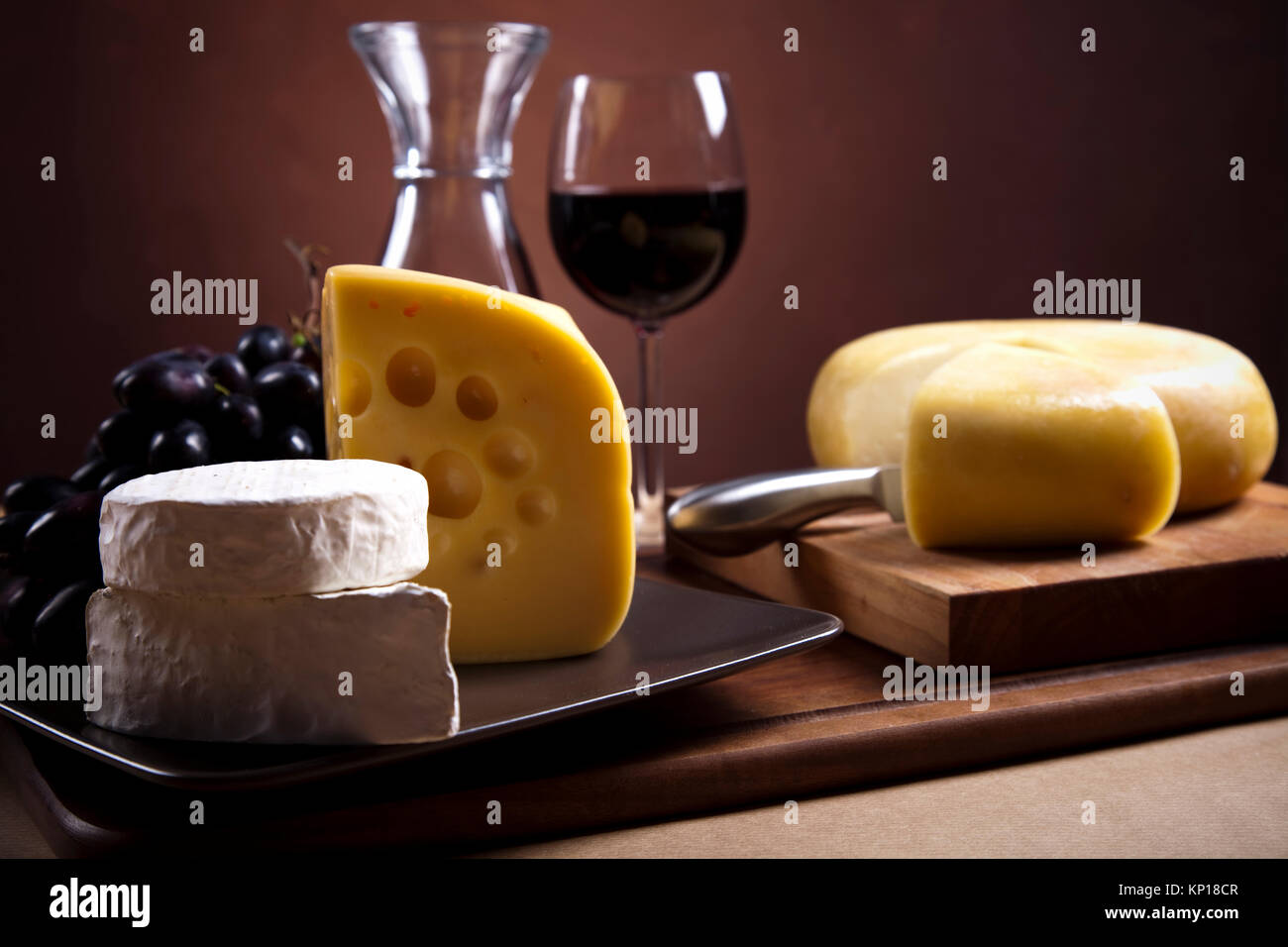 Various types of cheese, saturated ambient rural theme Stock Photo - Alamy