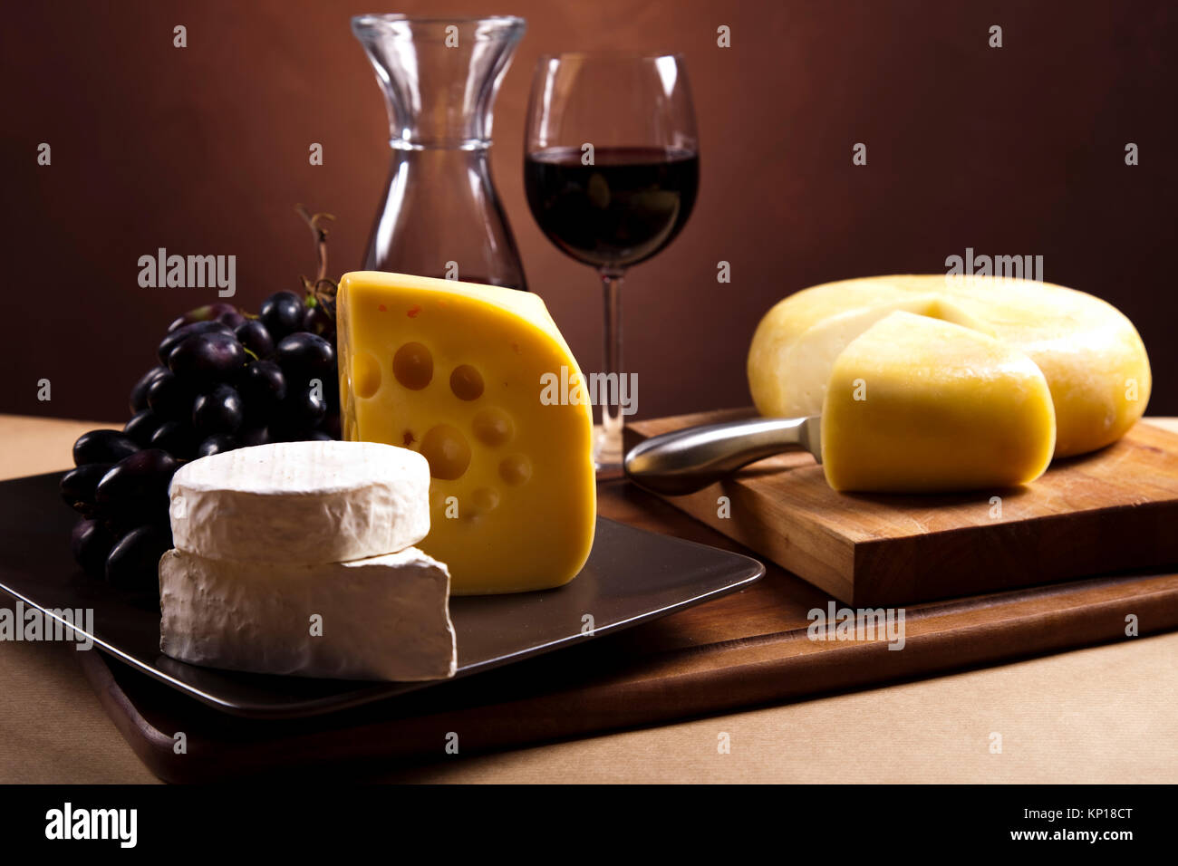 Various types of cheese, saturated ambient rural theme Stock Photo - Alamy