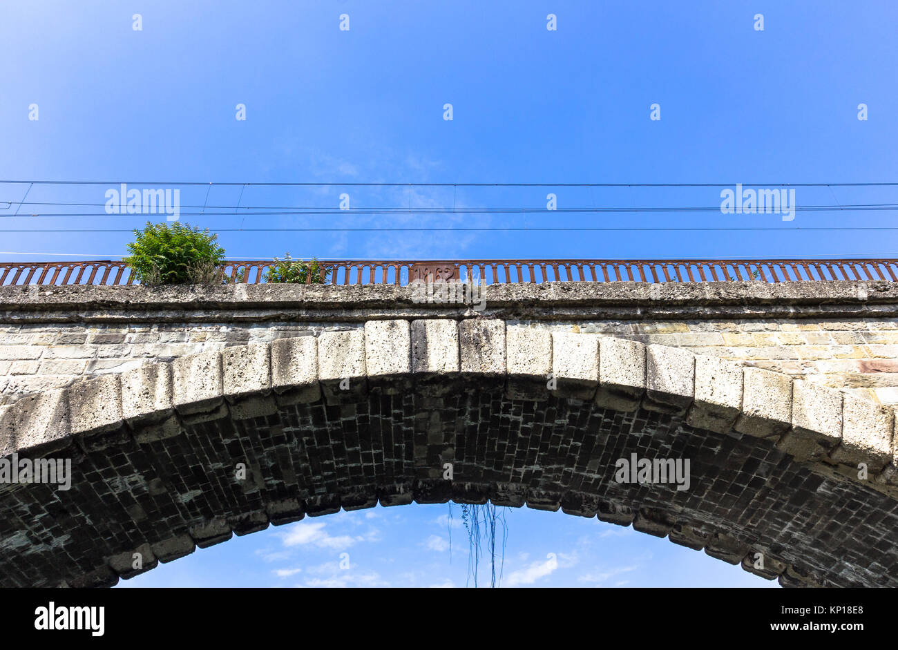 Old railroad bridge with stone arch Stock Photo - Alamy