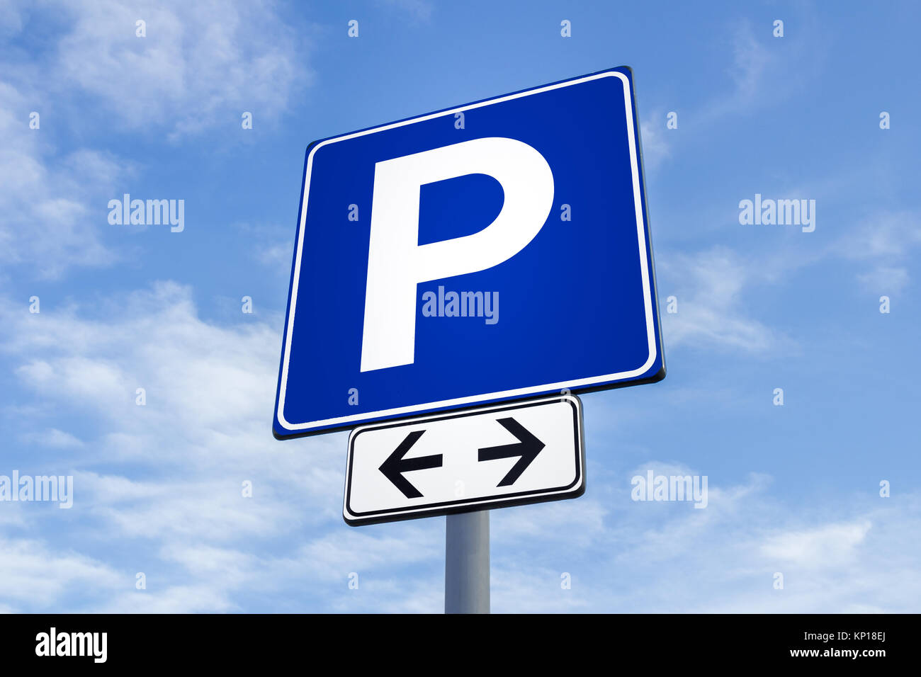 Blue transit signal with a parking icon Stock Photo - Alamy