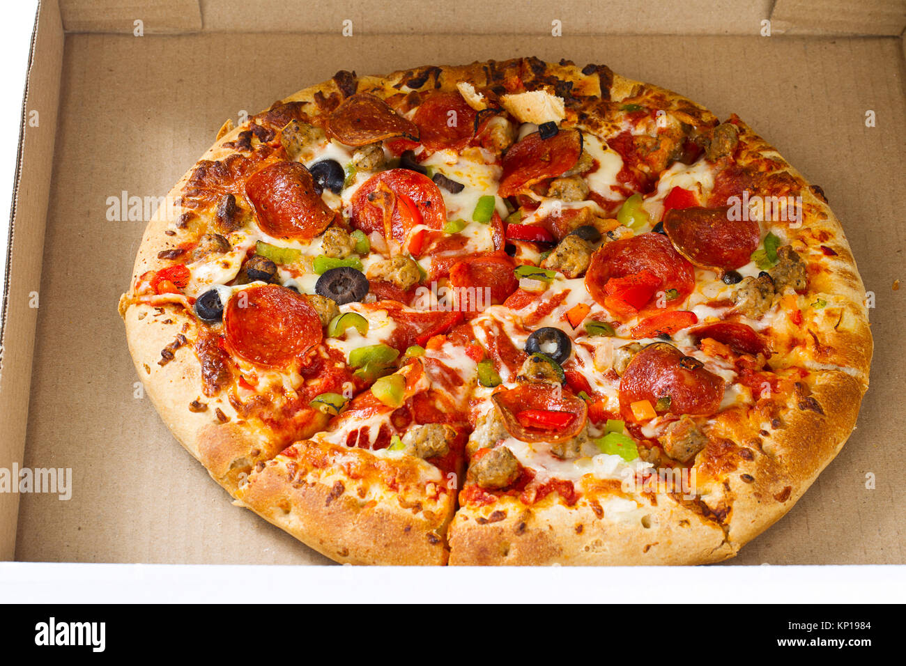 pizza on box Stock Photo - Alamy