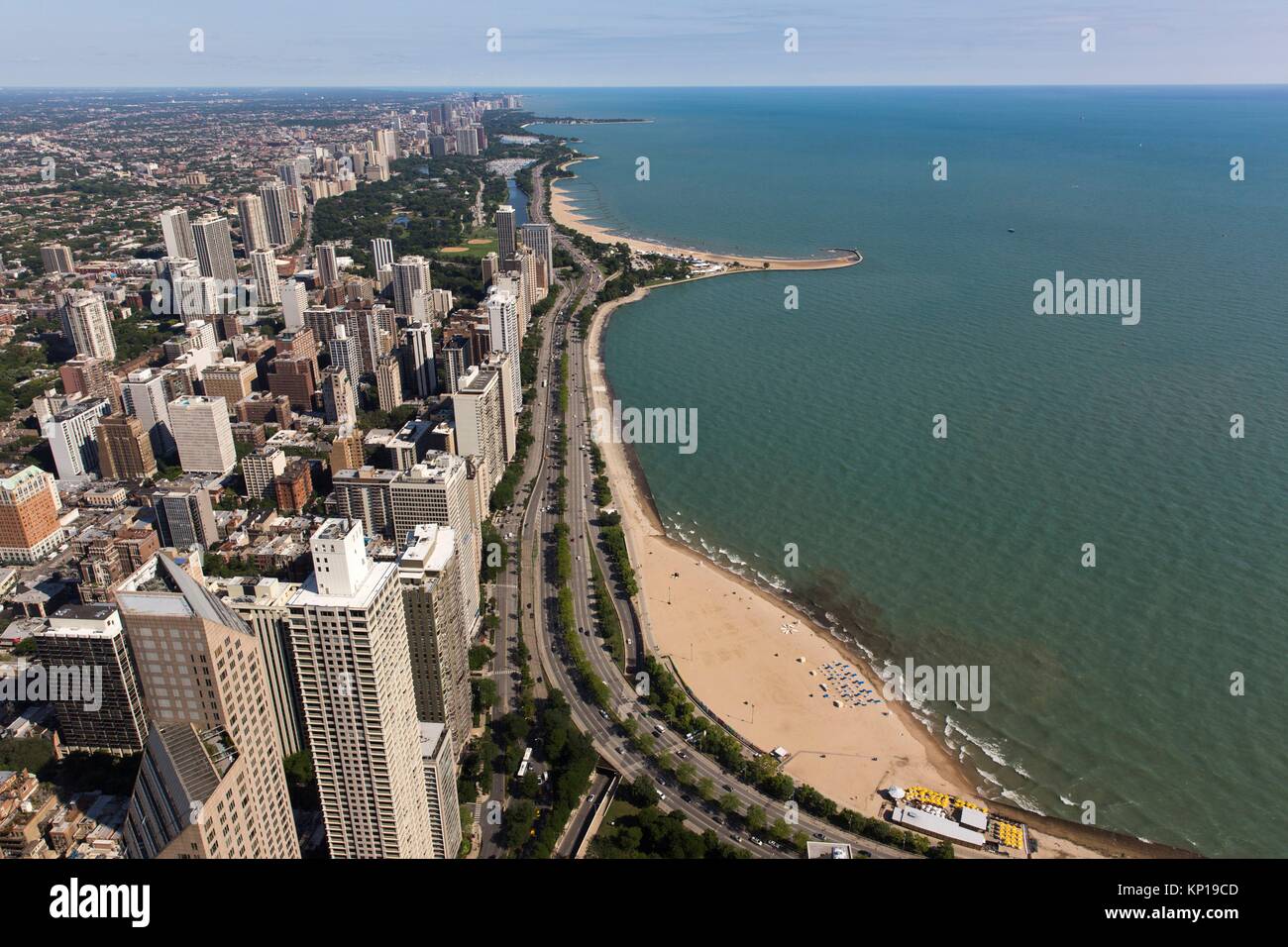 Gold Coast Michigan Lake and Lincoln Park skyline from top of John ...
