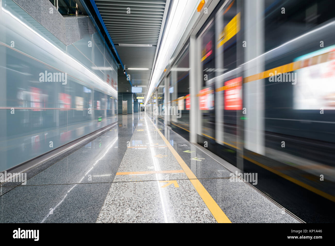 Railroad Platform from modern railway station in city of China Stock ...