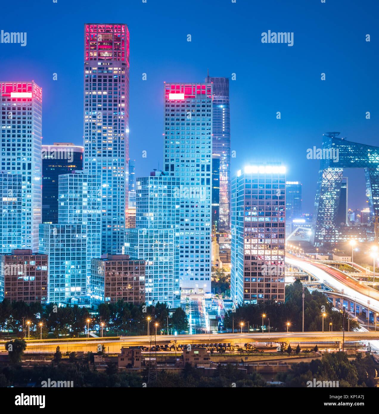 illuminated modern buildings at night in China Stock Photo - Alamy