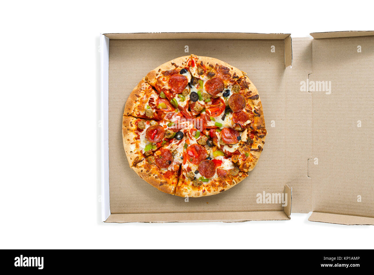 top view of pizza in the box Stock Photo - Alamy