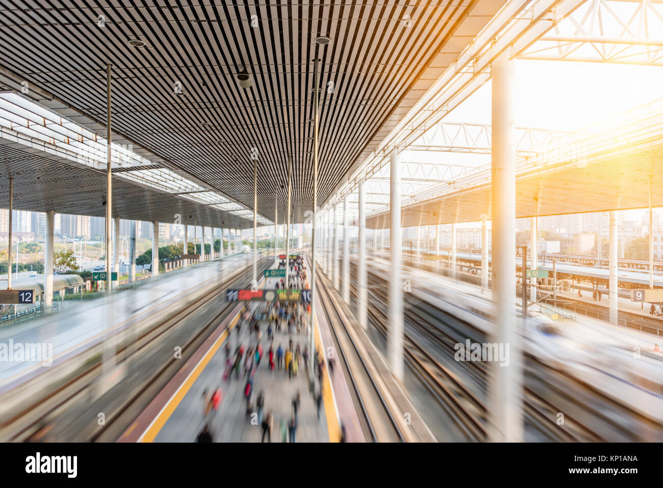 Railroad Platform from modern railway station in city of China Stock ...