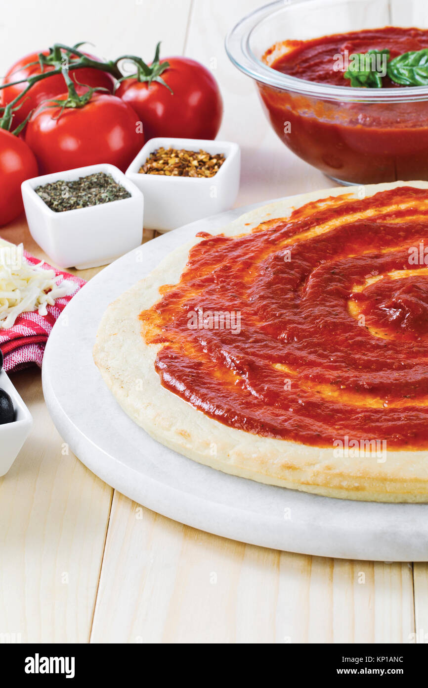vertical image of pizza ingredients Stock Photo - Alamy