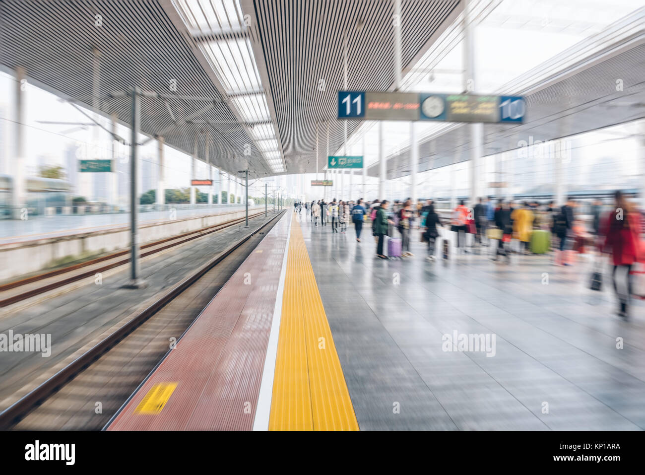 Railroad Platform from modern railway station in city of China Stock ...