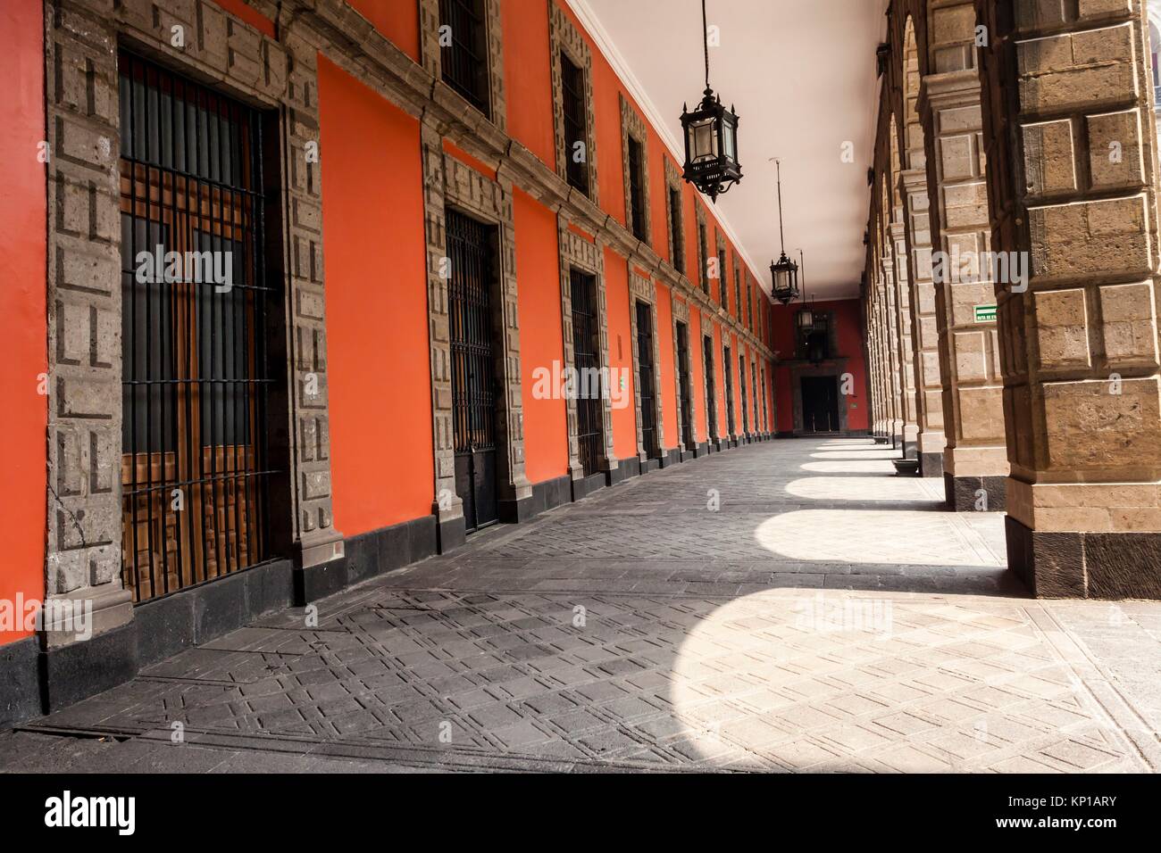 The outdoor corridor at National Palace located in Plaza de la ...
