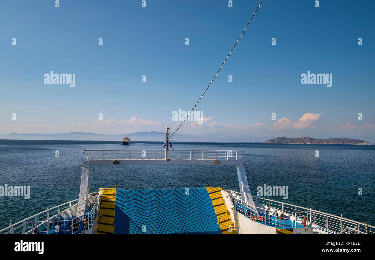 Ferry boat in the sea, back view Stock Photo - Alamy