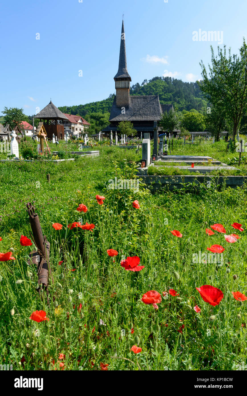 Wooden churches of Maramureș, Romania. The church of Rozavlea Stock ...