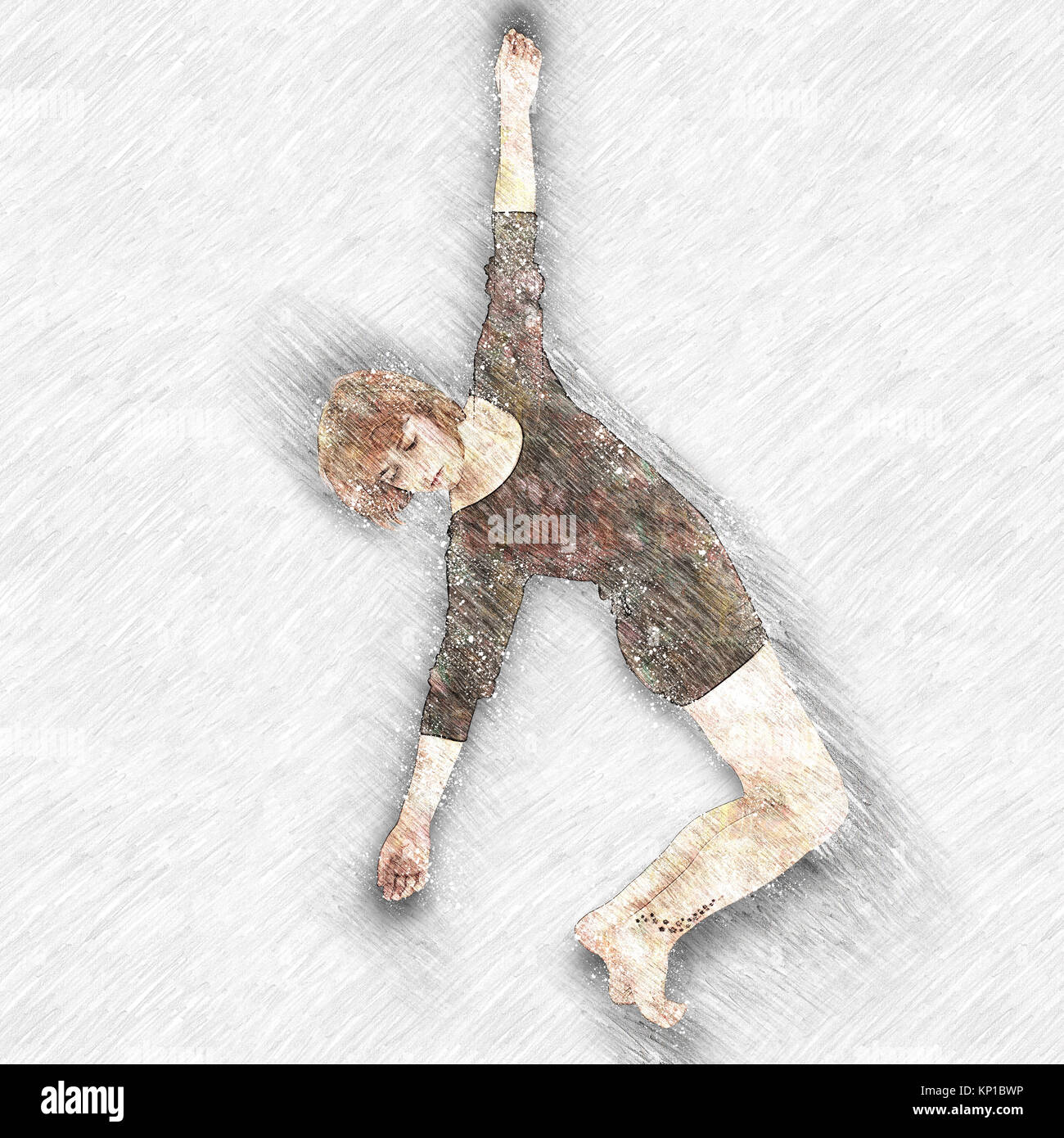 Digitally enhanced image of a Female Contemporary Dancer bending ...