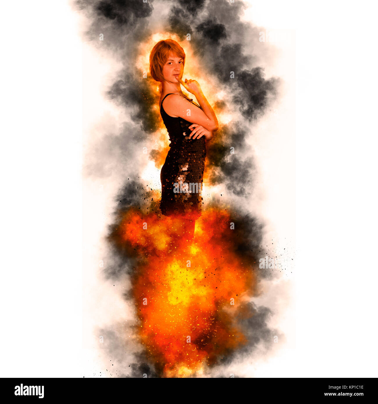 Digitally enhanced image of a Female Contemporary Dancer deep in ...