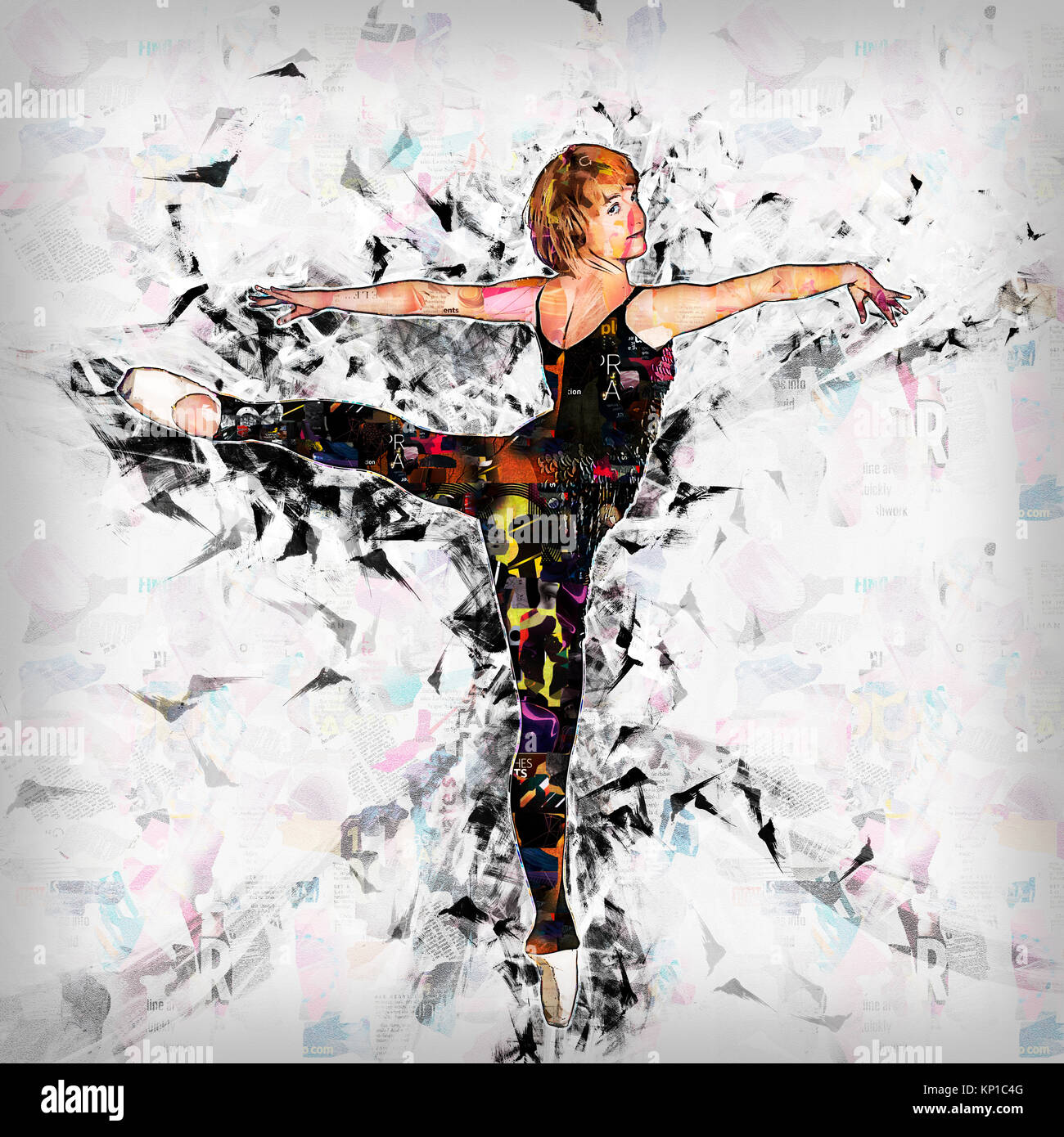 Female Ballet Dancer balances on her toes in a classical ballet stance ...