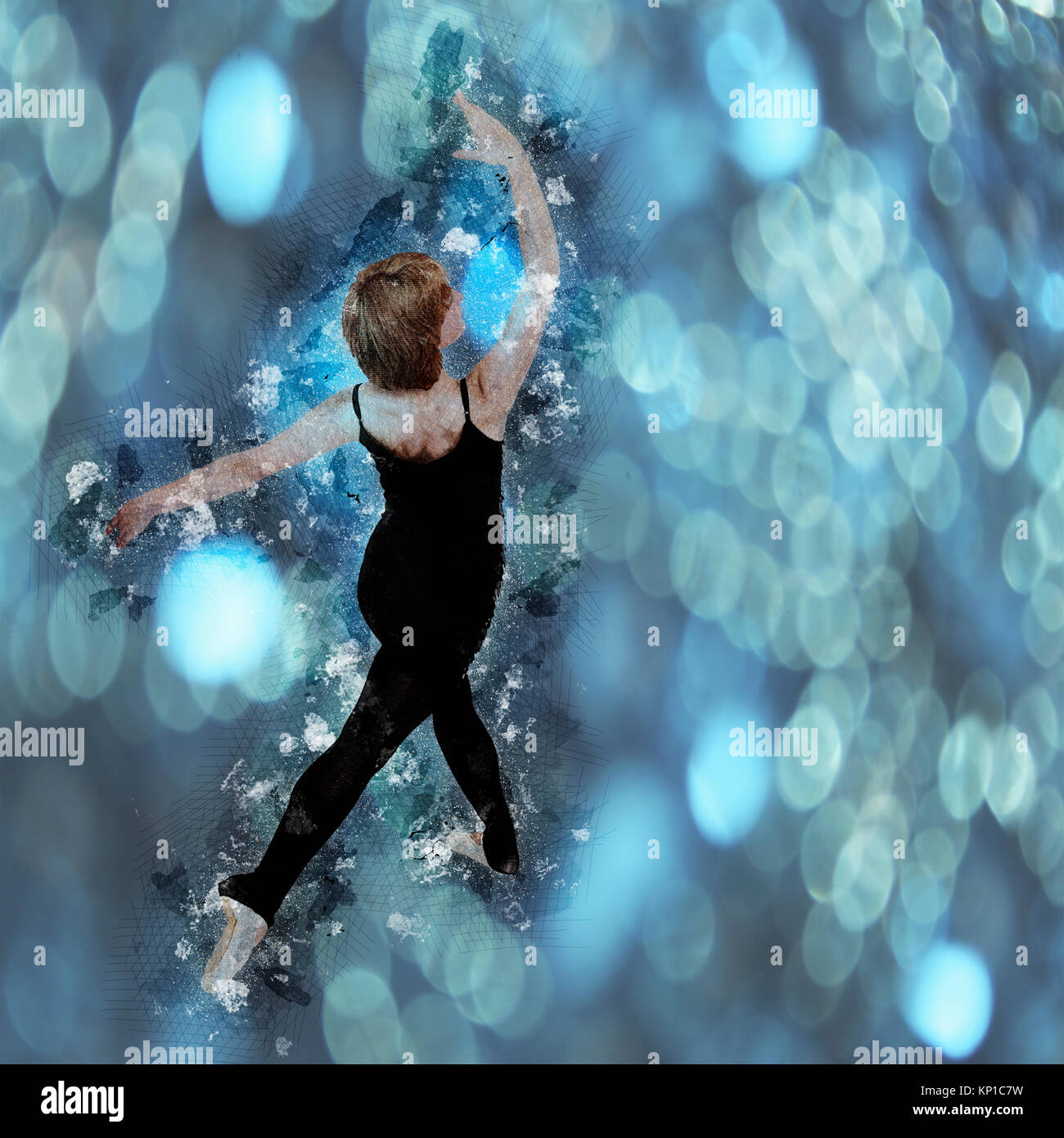 Digitally enhanced image of a female Ballet Dancer balances on her toes ...