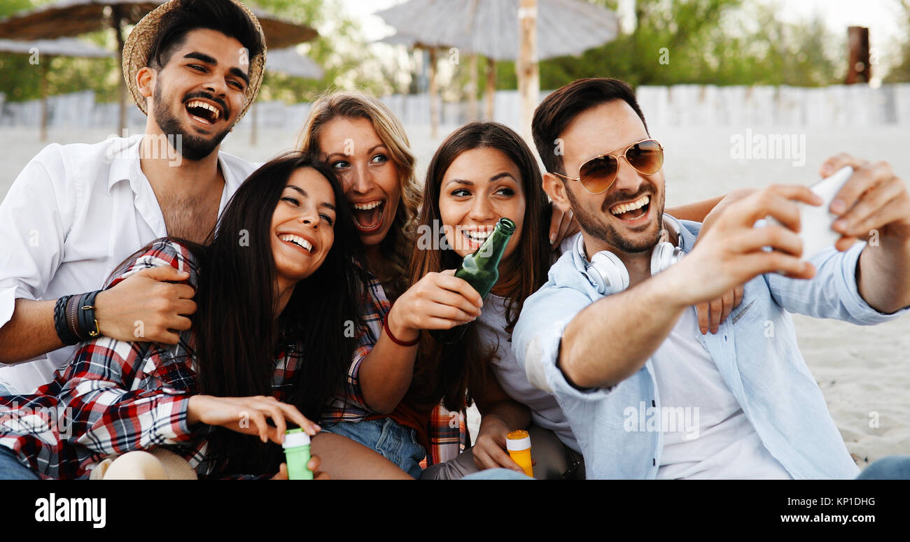 Female friends smartphone mobile cell phone students taking portrait ...