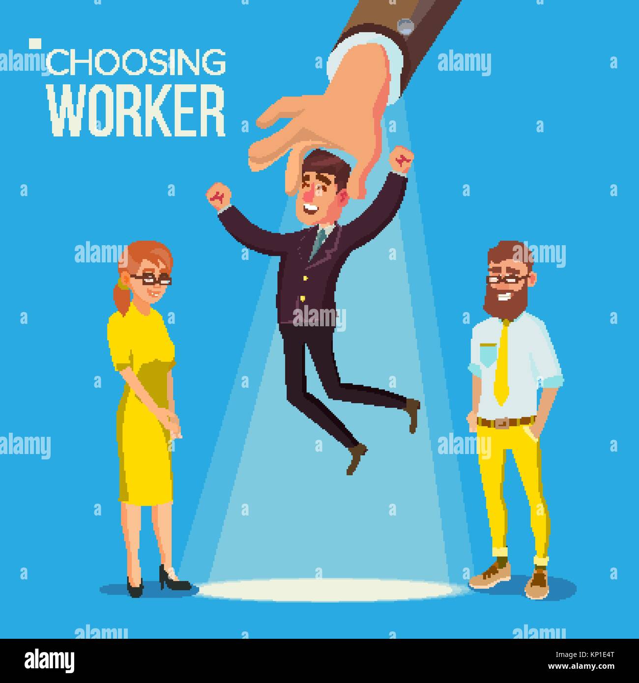 Choosing Worker Vector. Smiling Business Man In Suit. Standing Office ...