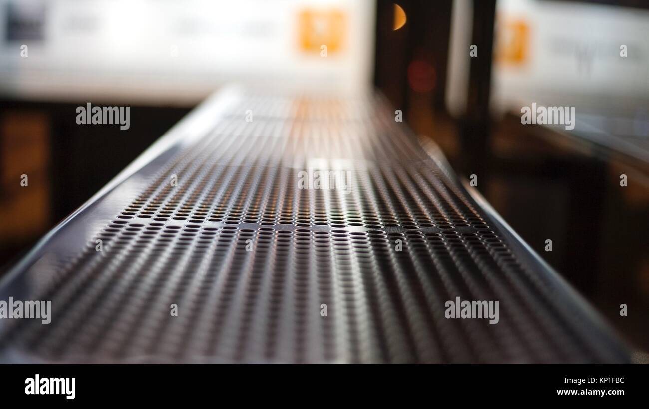 Close up metallic bus station bench in Istanbul, Turkey Stock Photo - Alamy