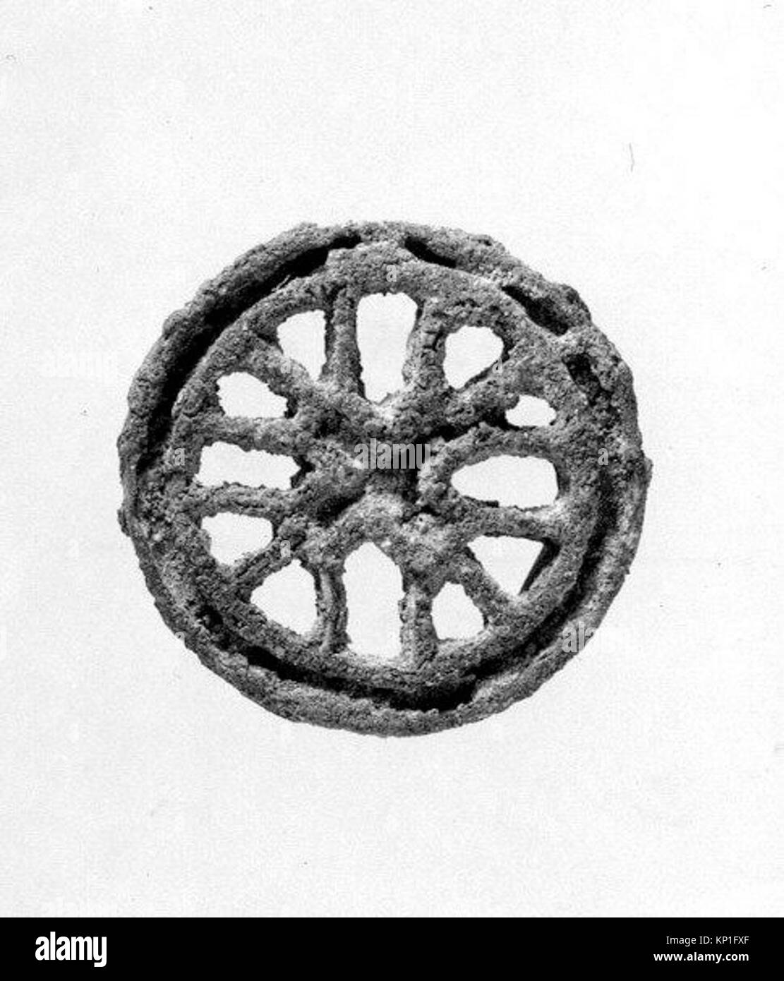 An ancient compartmented stamp seal showing engraved sections ...