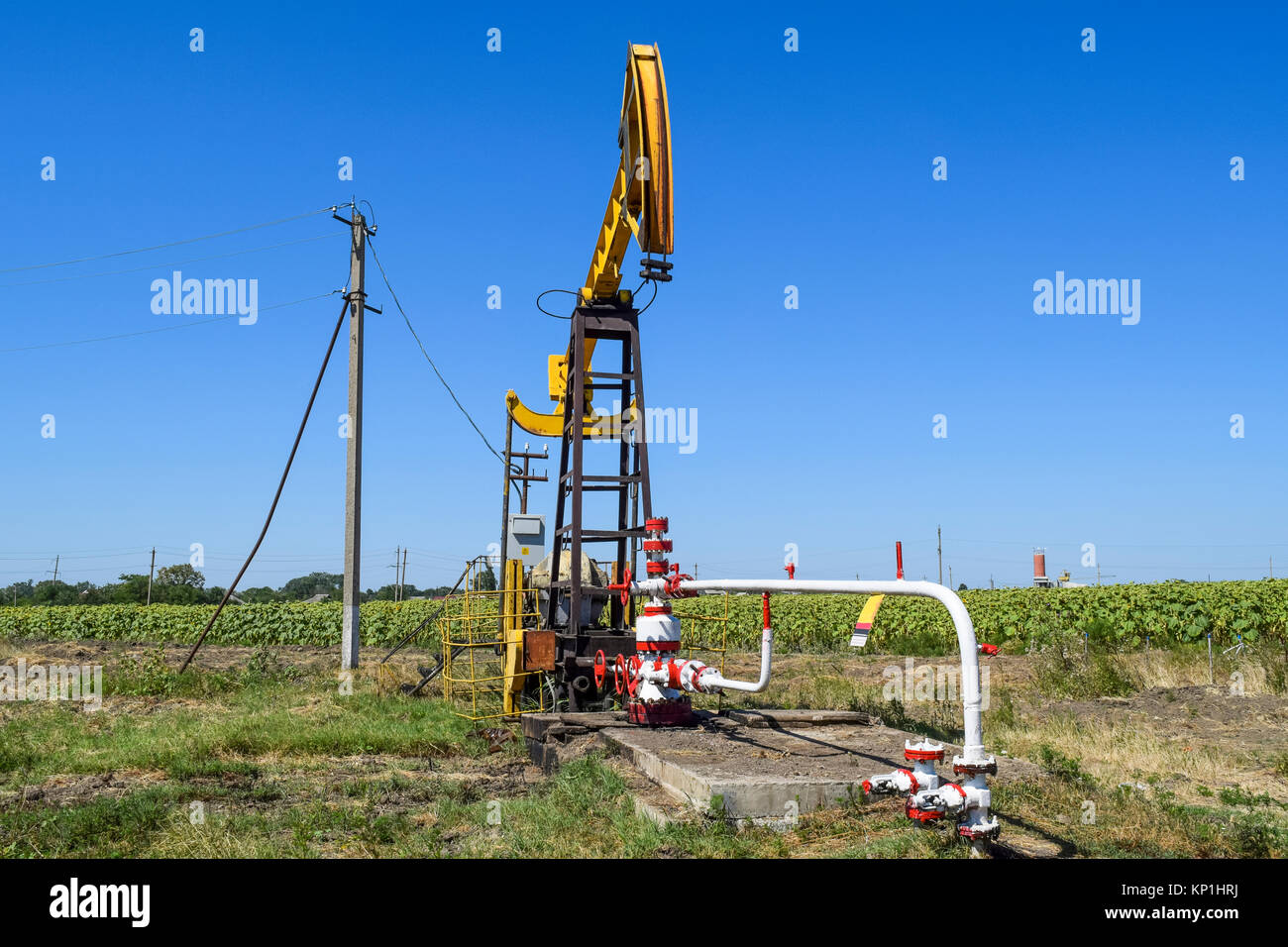 The pumping unit as the oil pump installed on a well. Equipment of oil ...