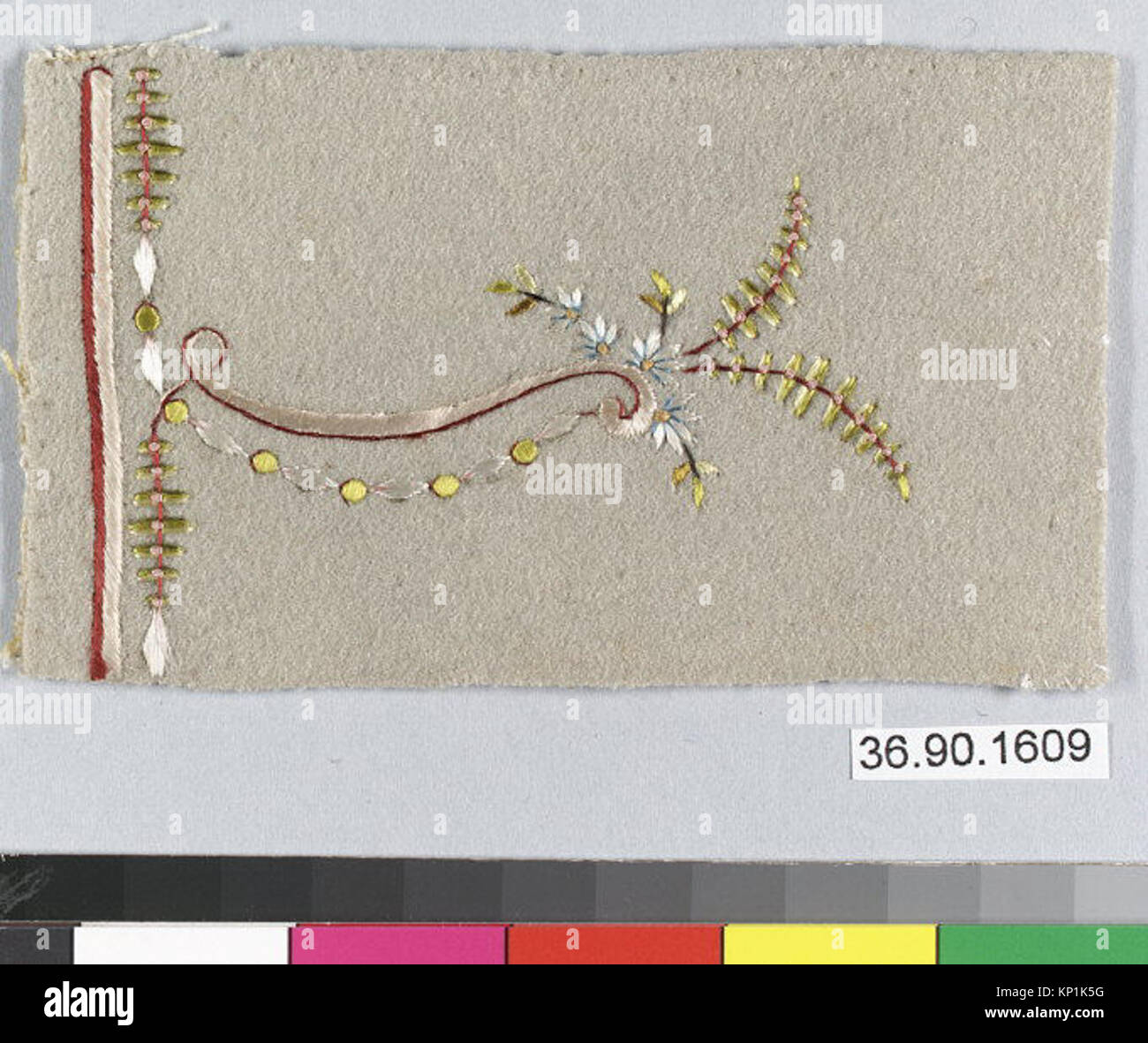 This embroidery sample demonstrates detailed needlework for men's suits ...