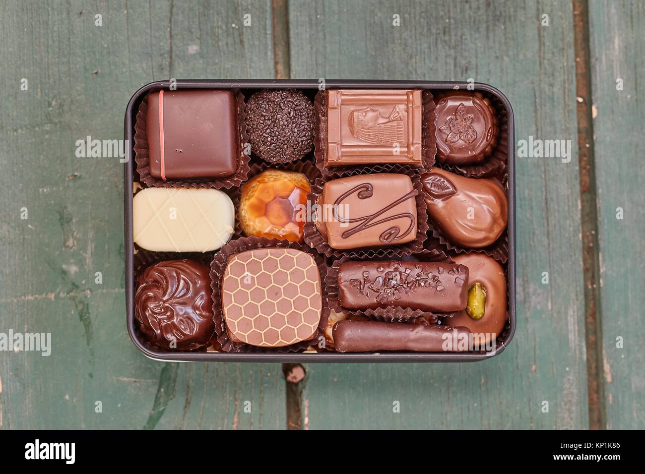 Chocolate candies box Stock Photo - Alamy