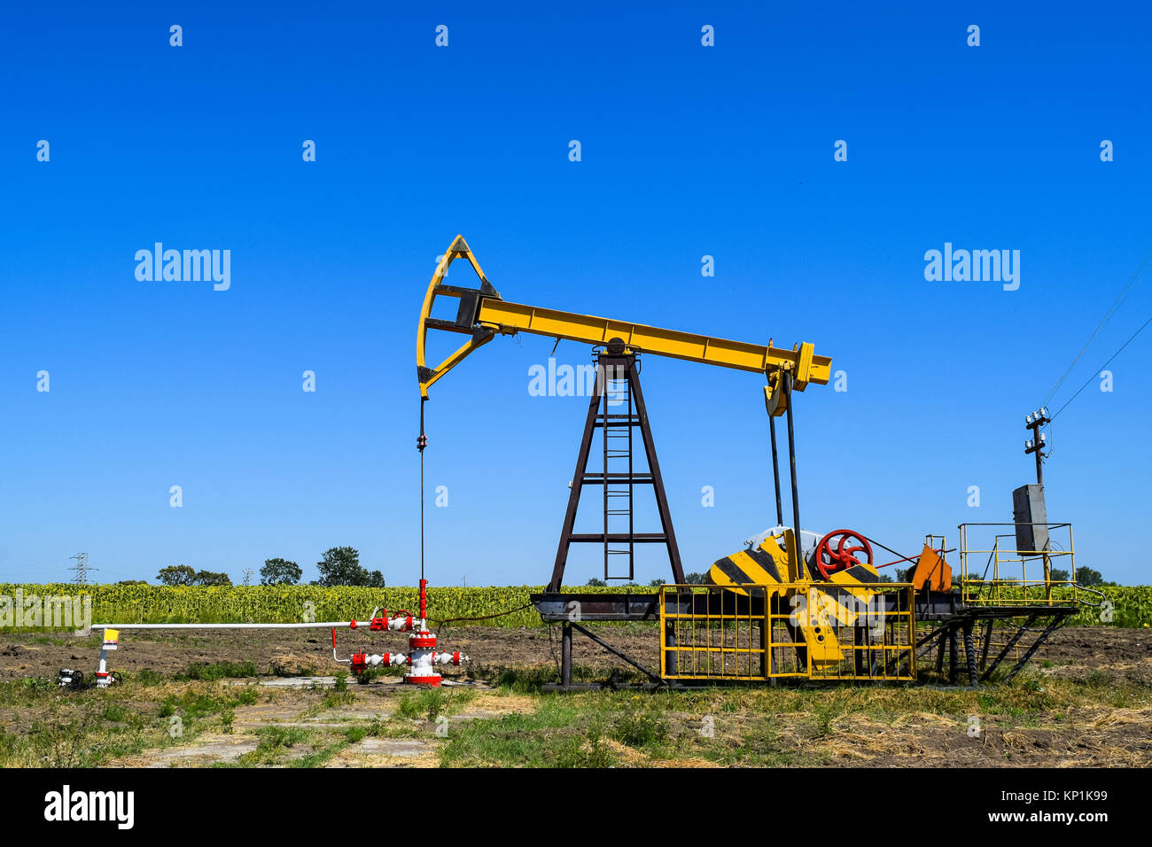 The pumping unit as the oil pump installed on a well. Equipment of oil ...
