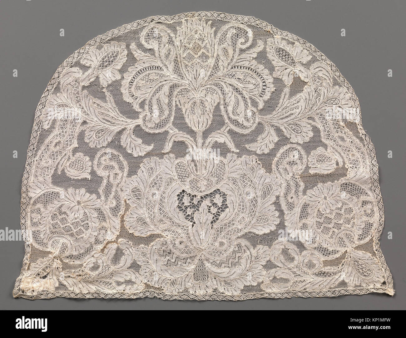 This 18th-century Italian or Flemish needle lace cap crown, crafted ...