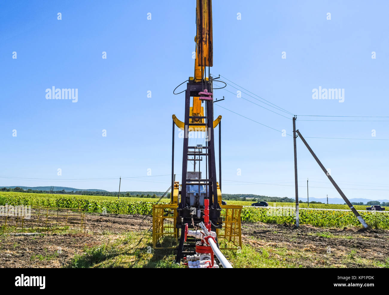 The pumping unit as the oil pump installed on a well. Equipment of oil ...