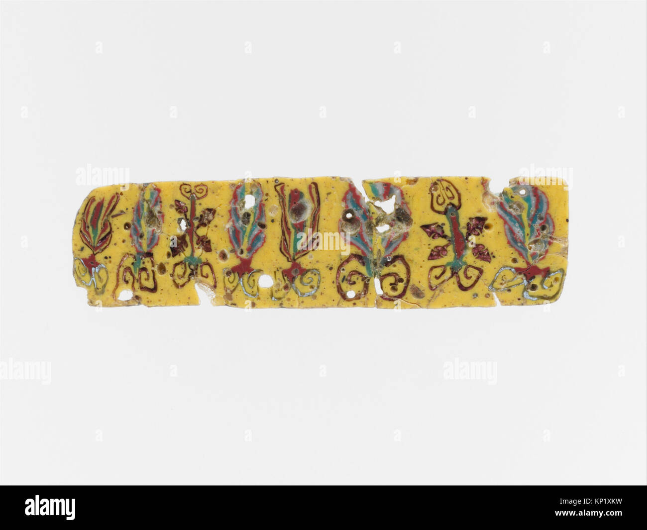 Roman glass mosaic inlay with detailed geometric motifs, preserved in ...