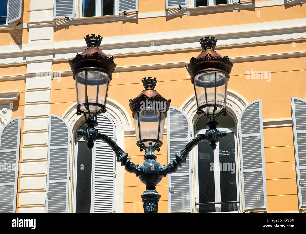 ornate vintage street lighting in monaco Stock Photo - Alamy