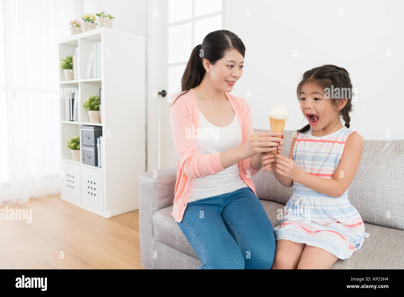 Ice cream excited child mother hi-res stock photography and images - Alamy