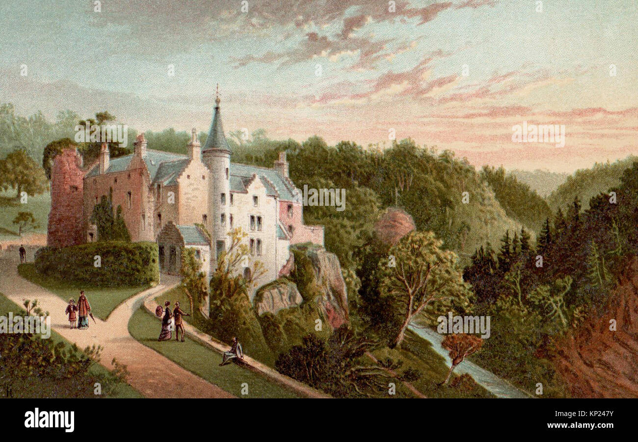 Hawthornden Castle, Edinburgh, Victorian illustration Stock Photo - Alamy