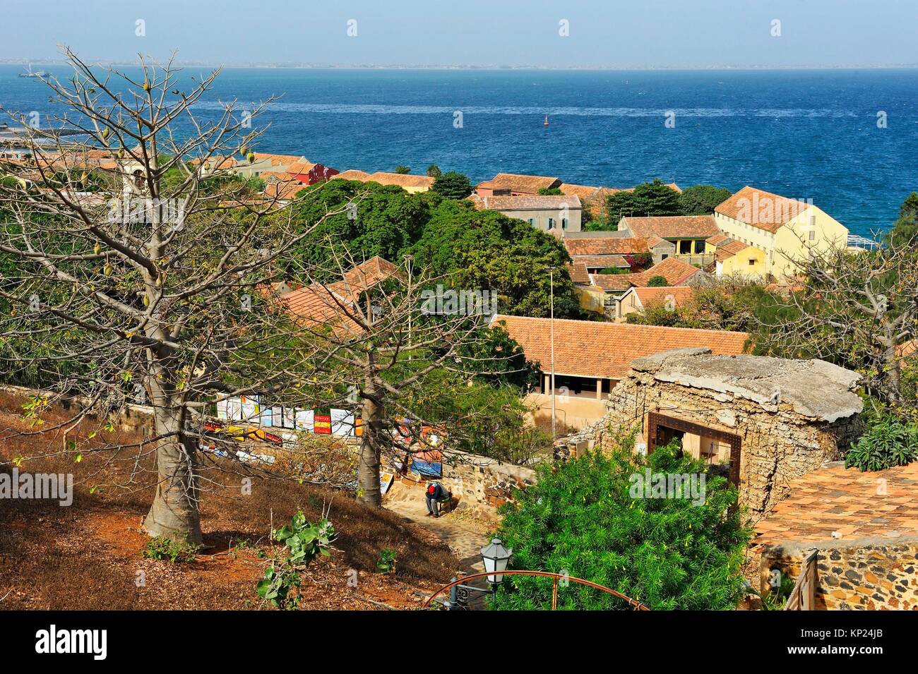 overview of the village from the Castel, Ile de Goree (Goree Island ...