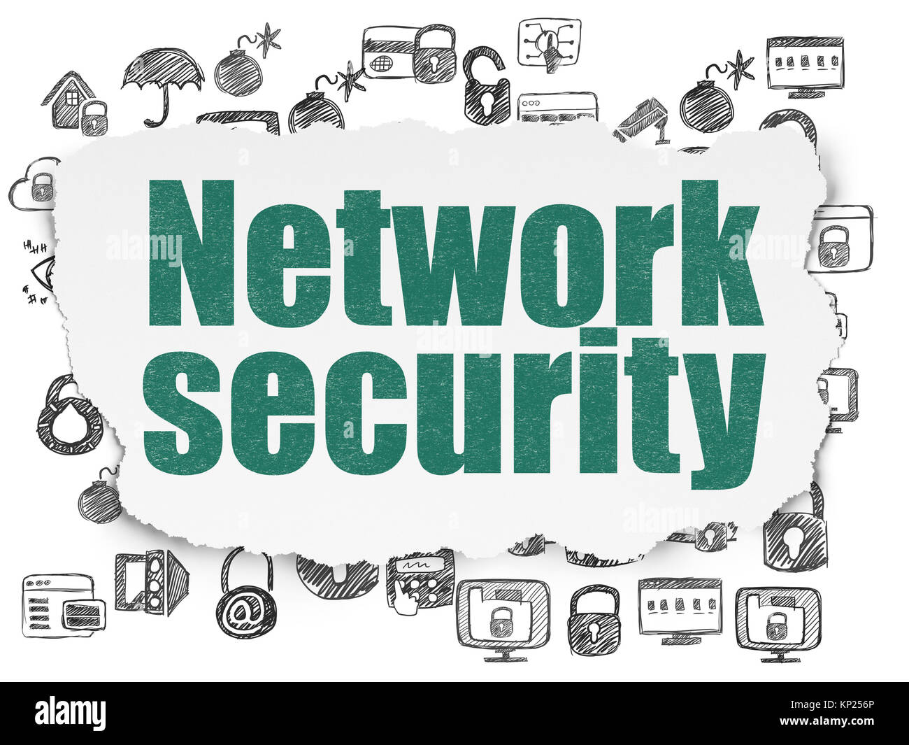 Safety concept: Network Security on Torn Paper background Stock Photo ...