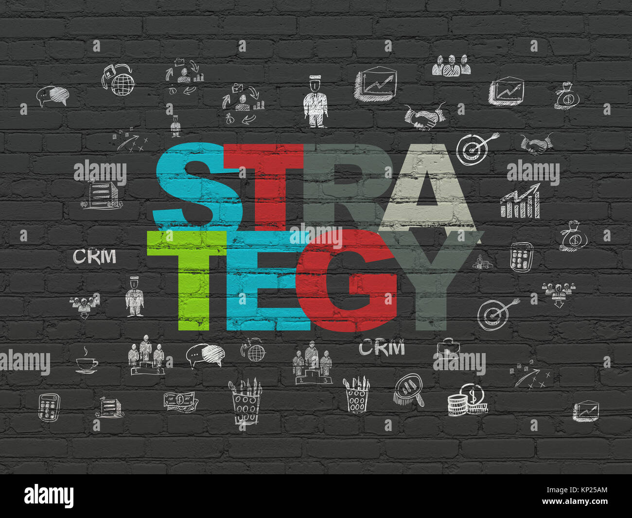 Finance concept: Strategy on wall background Stock Photo - Alamy