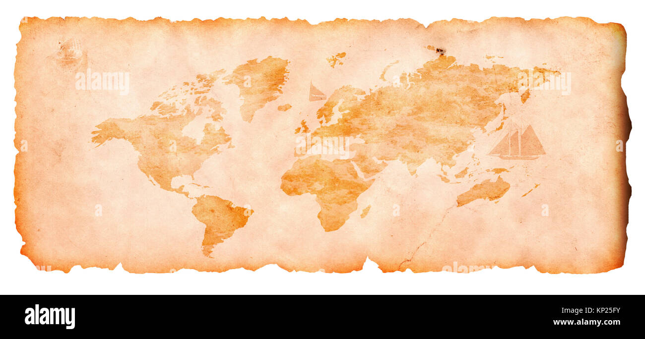 Medieval parchment with ancient map Stock Photo - Alamy