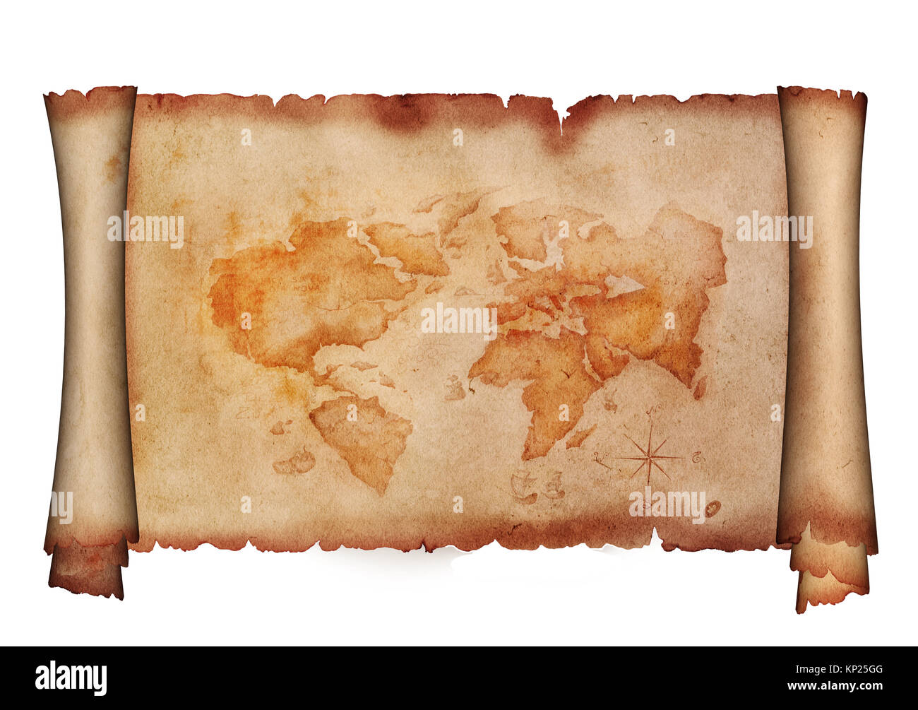Medieval parchment with ancient map Stock Photo - Alamy