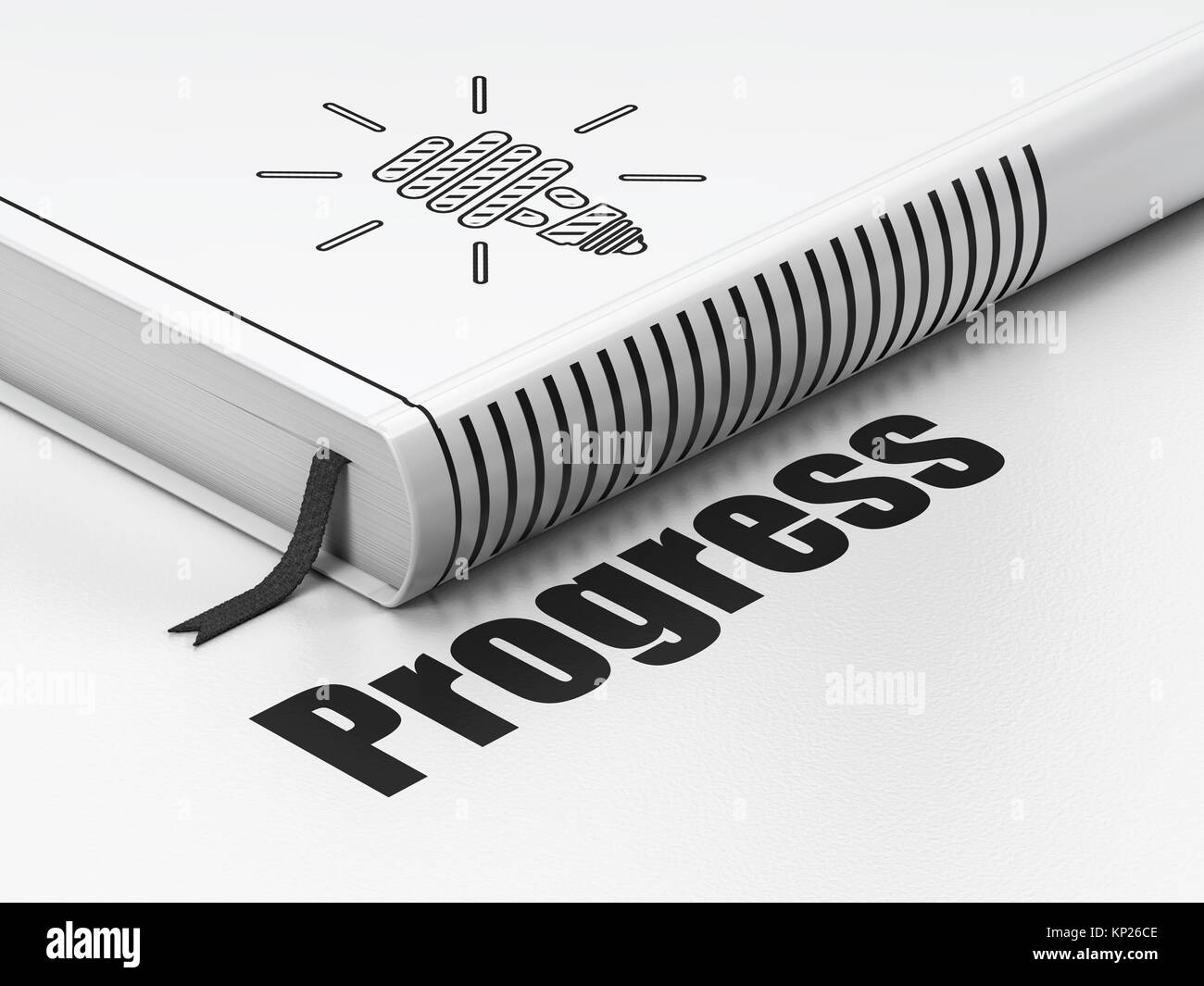 Business concept: book Energy Saving Lamp, Progress on white background ...