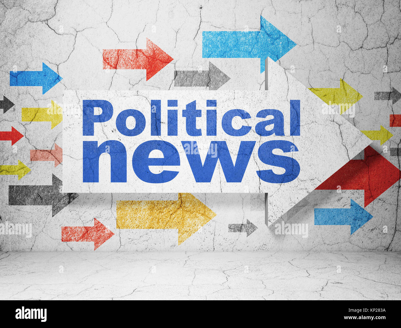 News concept: arrow with Political News on grunge wall background Stock ...