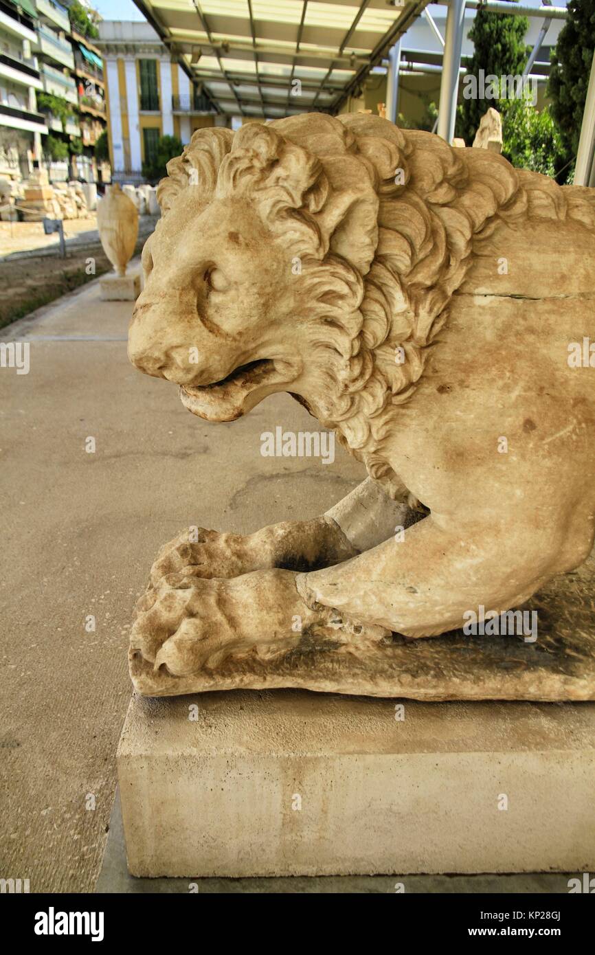 One of the two larger-than-life lions flanked the stele of Peithonikos ...