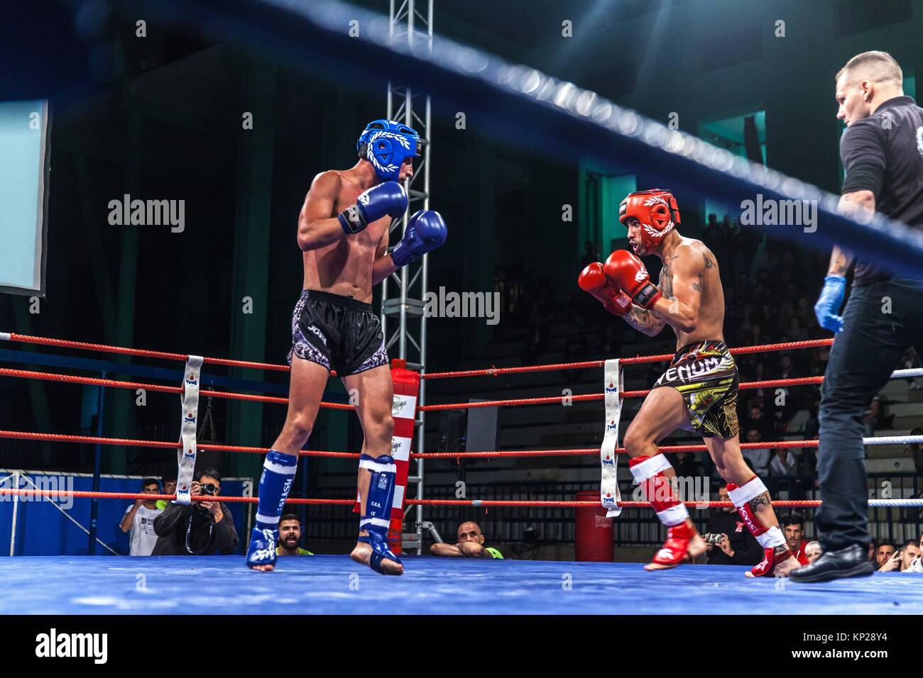 male versus male kickboxing match Stock Photo - Alamy