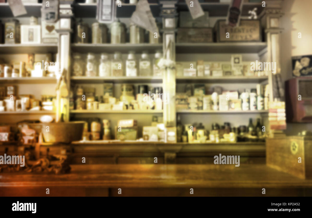 Blurred vintage store - Concept of shopping in the olden days Stock ...