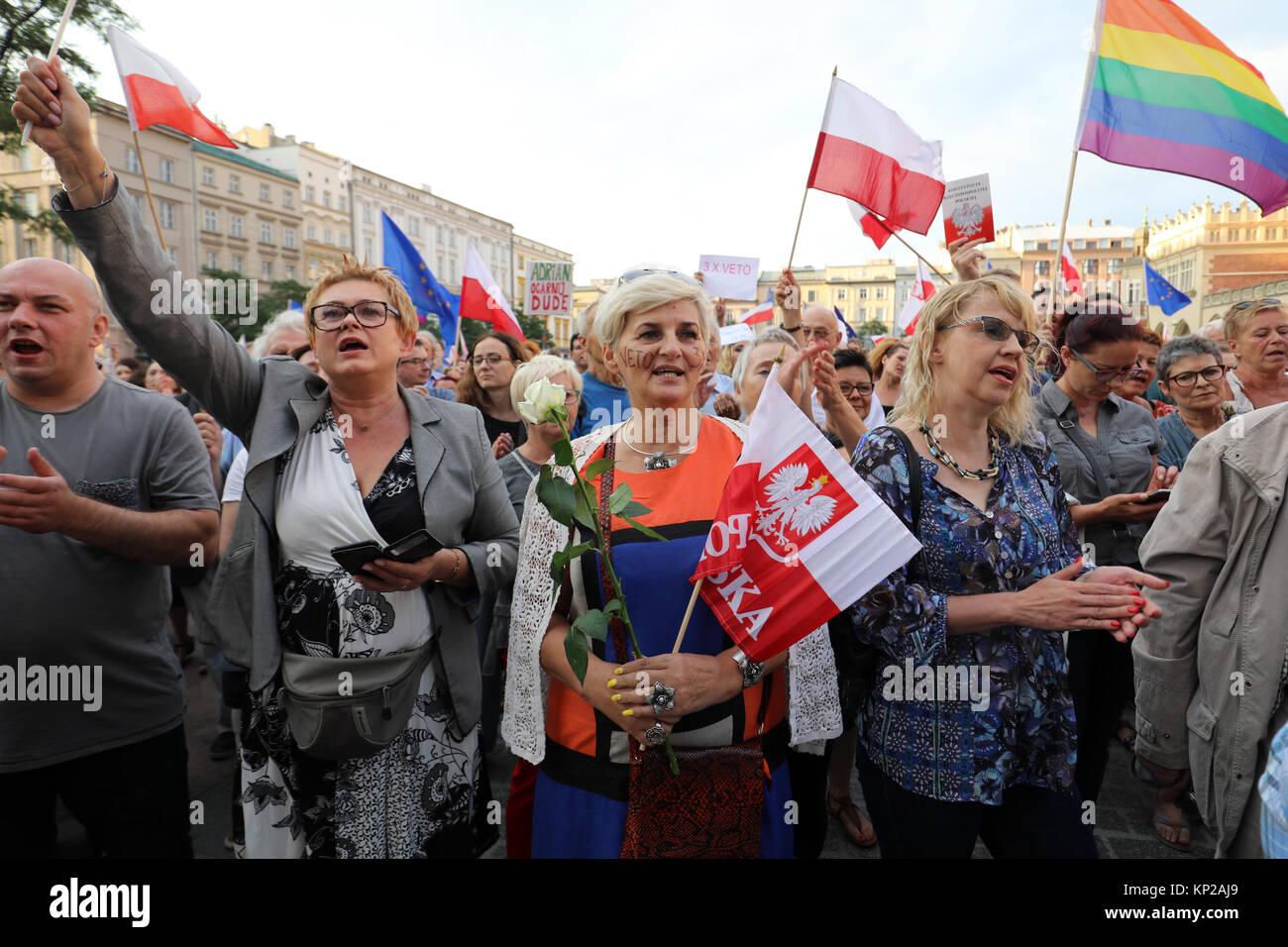 CRACOW, POLAND - JULY 23, 2017: Another day in Cracow thousands of ...